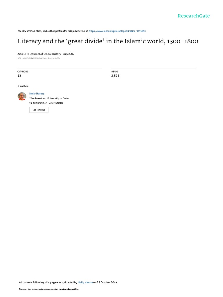 Literacy and The Great Divide in The Islamic World | PDF | Literacy ...