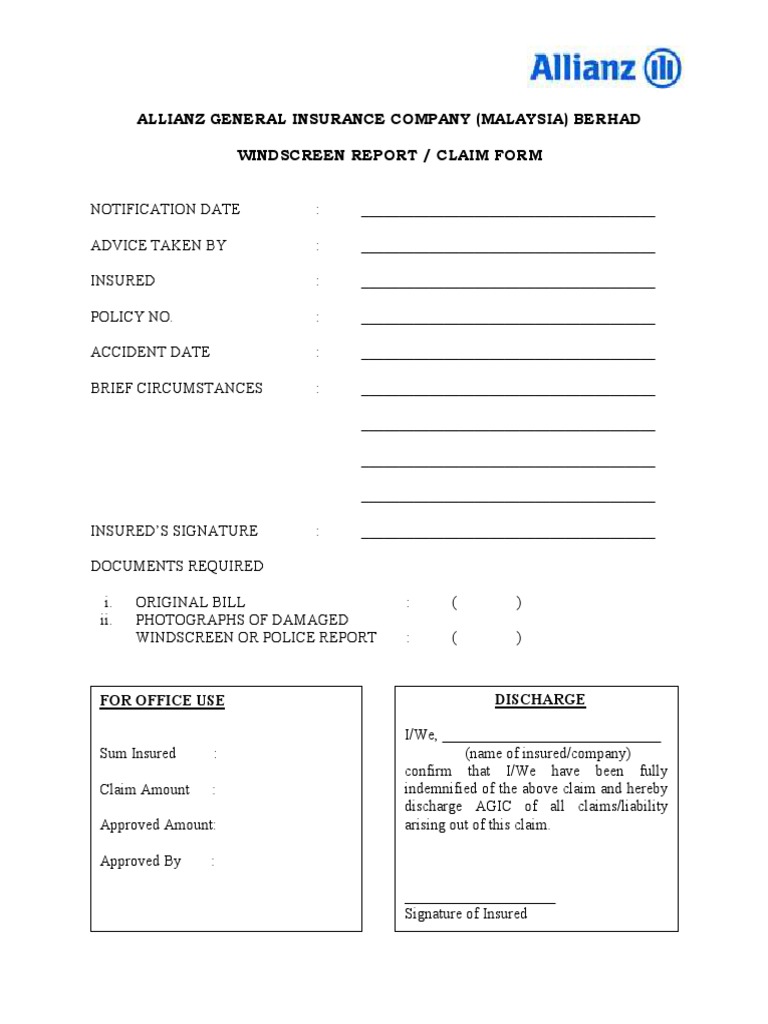 Windscreen Claim Form Guide | PDF | Business | Law