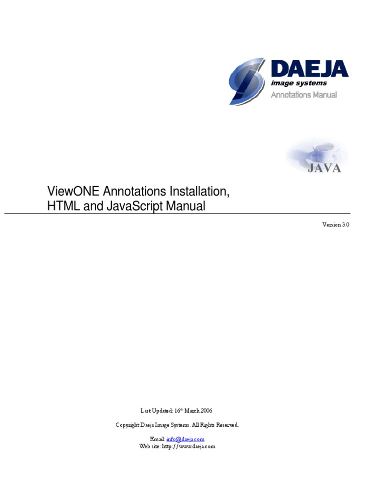 Deaja ViewOne Applications Installation, HTML and JavaScript Manual PDF ...