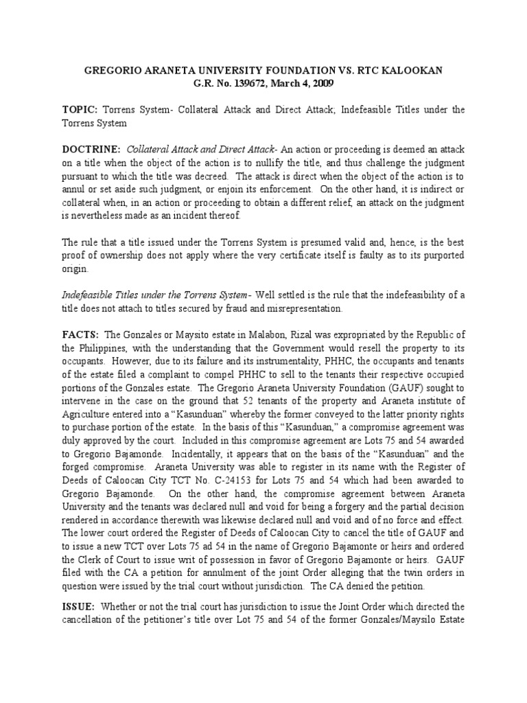 Gregorio Araneta Vs RTC | PDF | Judgment (Law) | Annulment