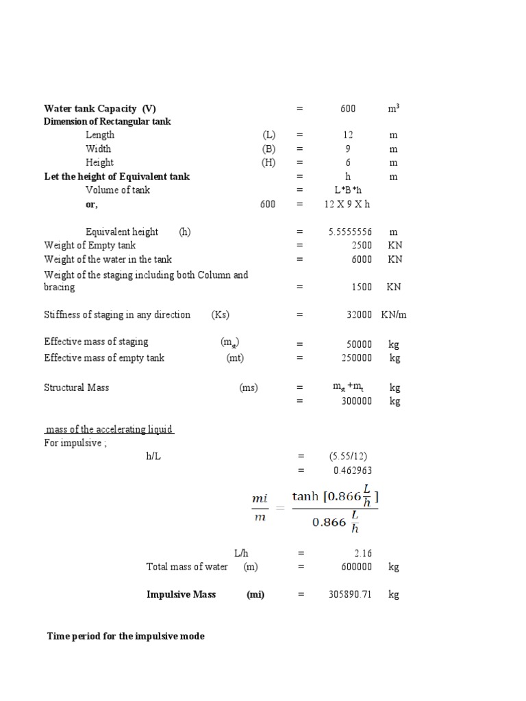 Water Tank Capacity (V) : Dimension of Rectangular Tank | PDF ...