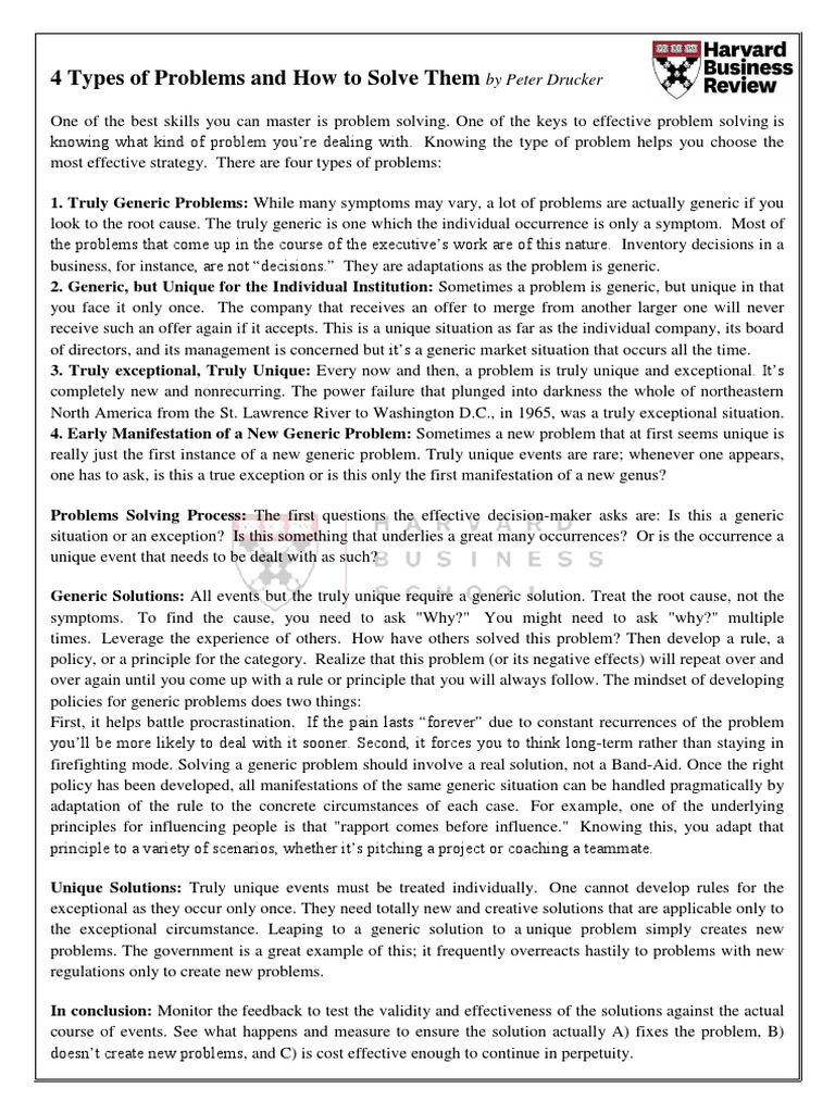 Peter Drucker On Problem Solving | PDF | Psychology | Cognitive Science