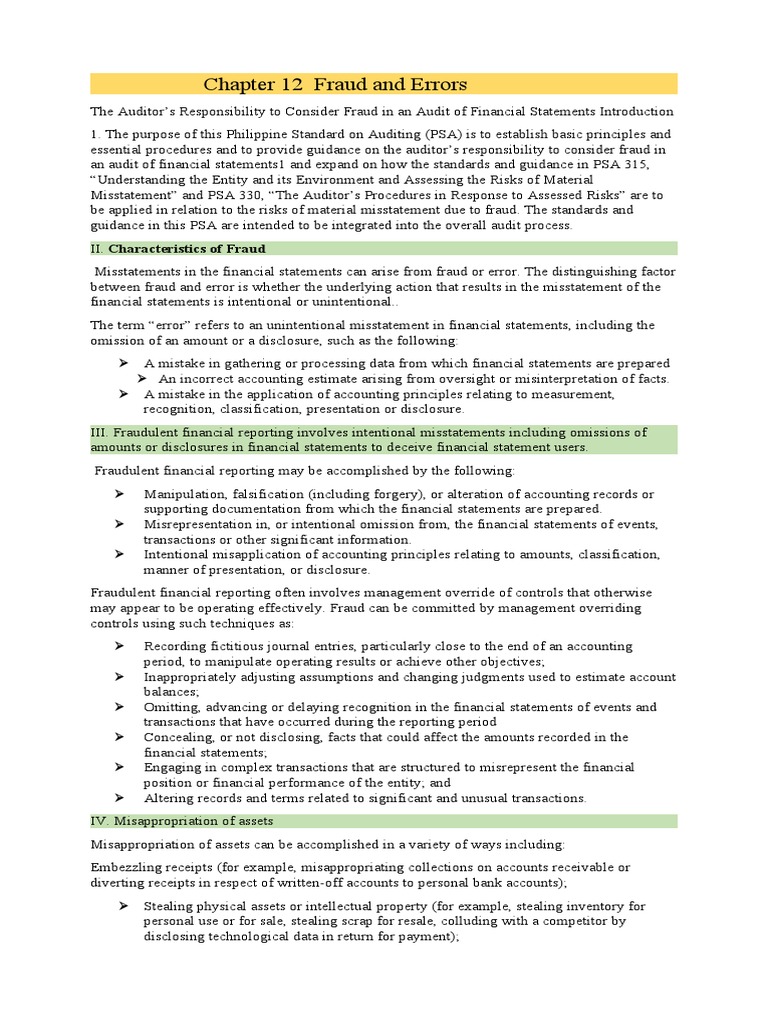 Fraud and Errors in Auditing Standards | PDF | Internal Control | Audit