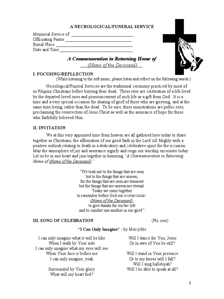 Necrological Funeral Service - Danes | PDF | Assurance (Theology) | Funeral