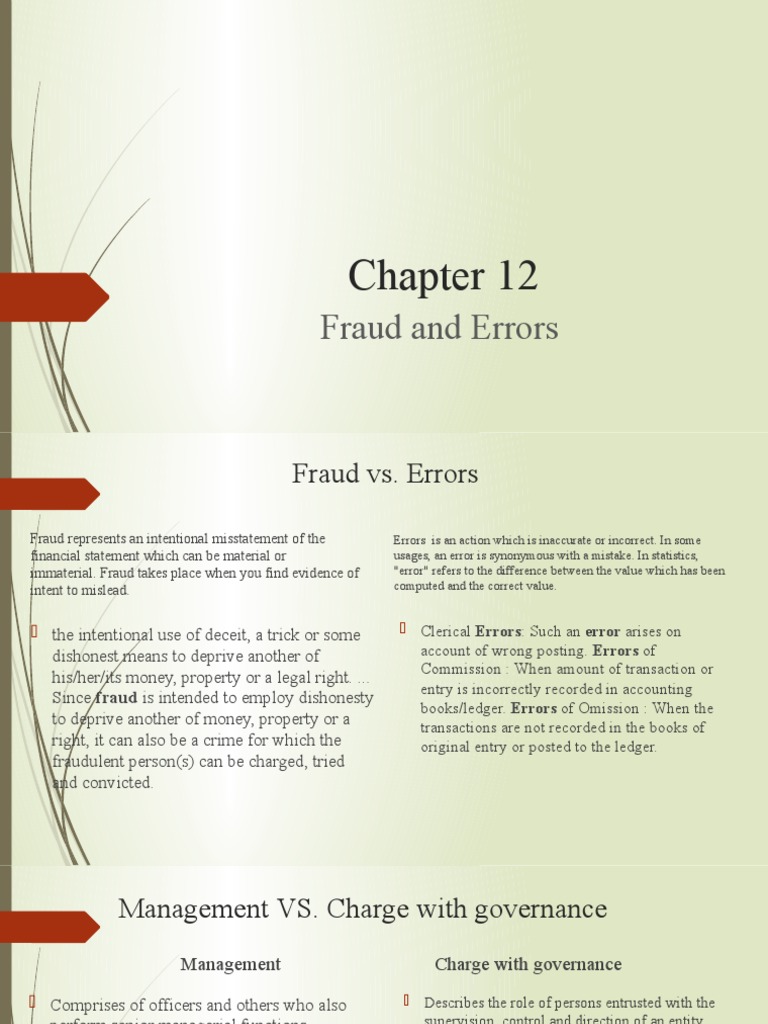 Chapter 12 Fraud and Errors | Download Free PDF | Error | Fraud