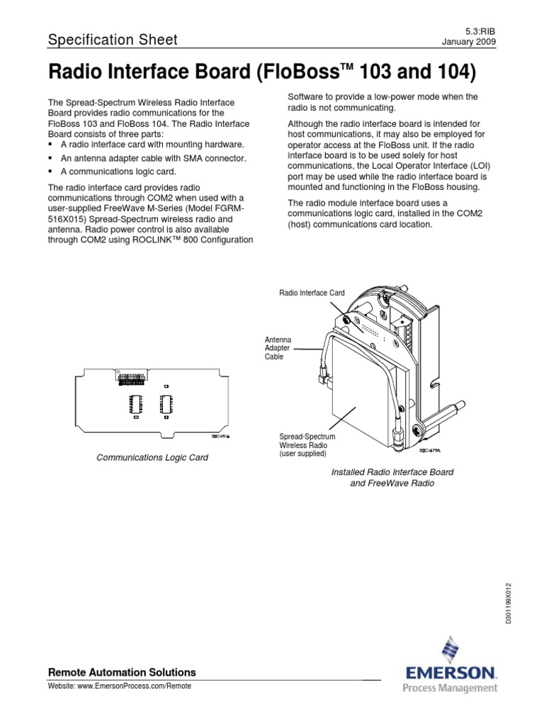 Radio Interface Board (Floboss 103 and 104) : Specification Sheet | PDF ...