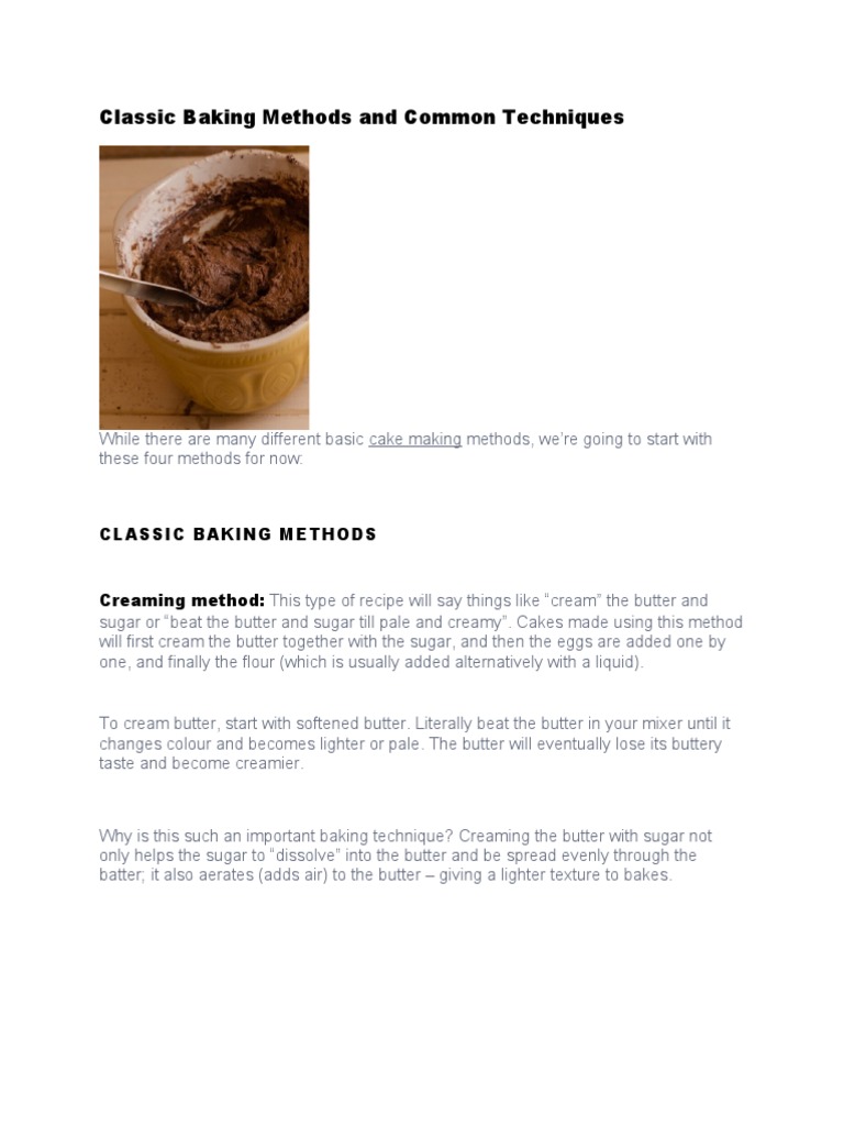 Classic Baking Methods and Common Techniques | PDF | Baking | Butter