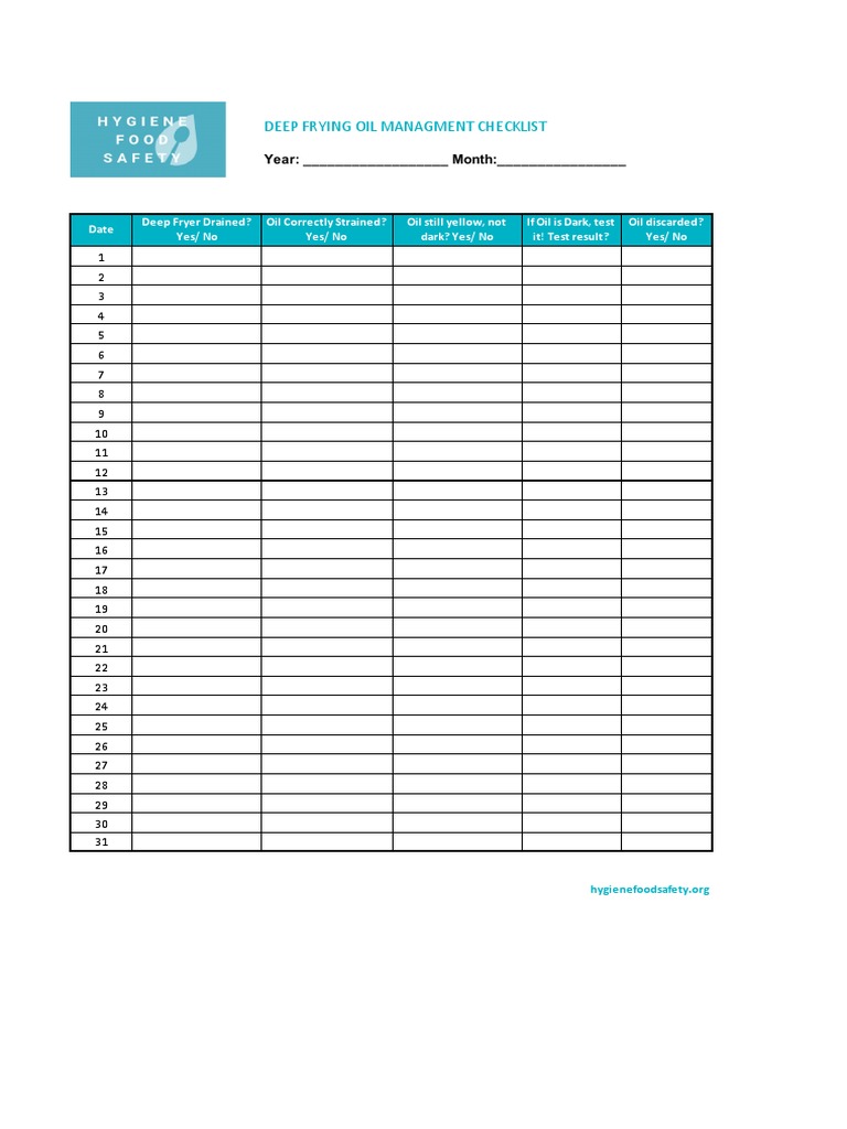 08 HFSC Oil Management Checklist 2019 | PDF