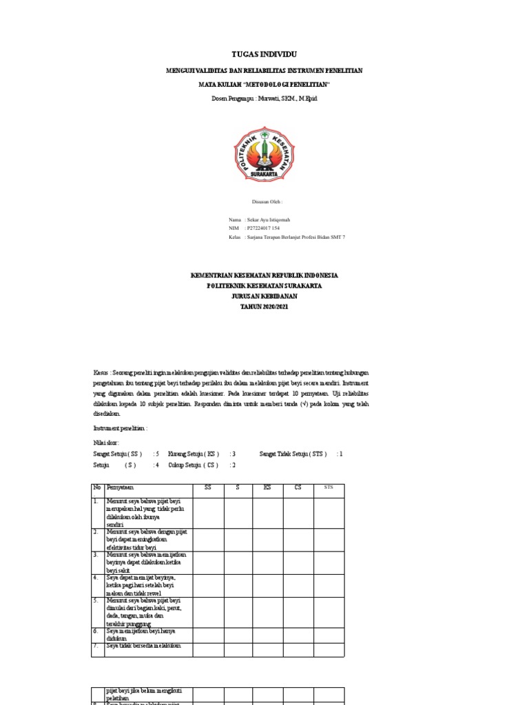 Uji Validitas Dan Reabilitas | PDF
