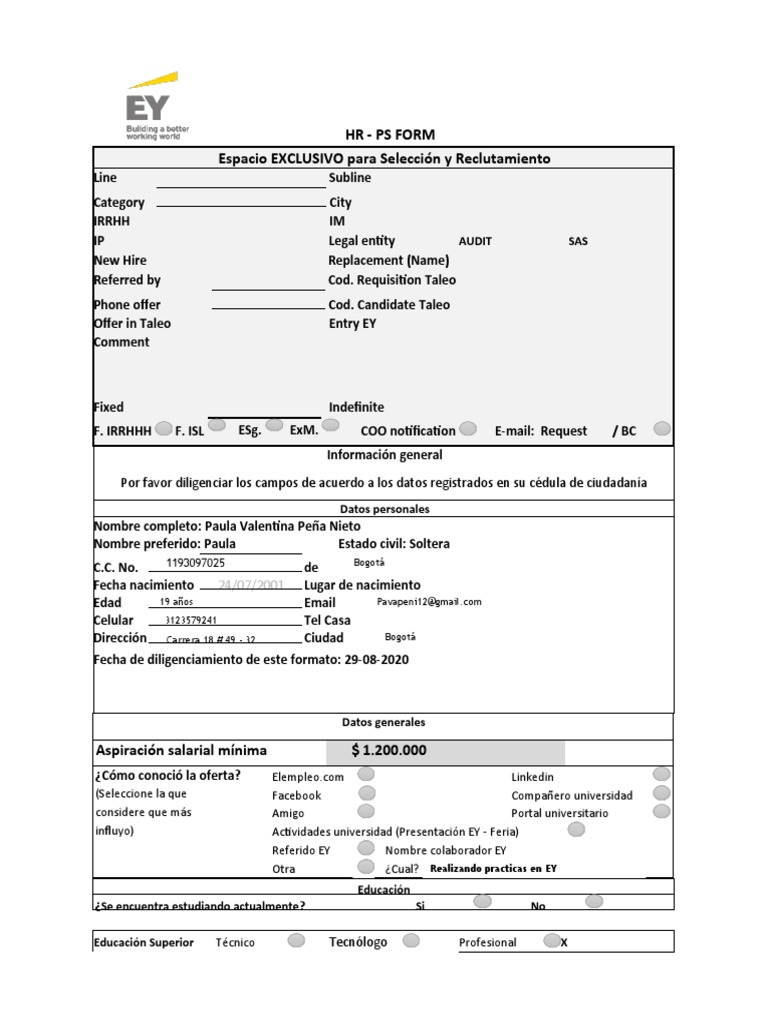 Formato de Solicitud de Empleo - Autorización de Datos | PDF ...