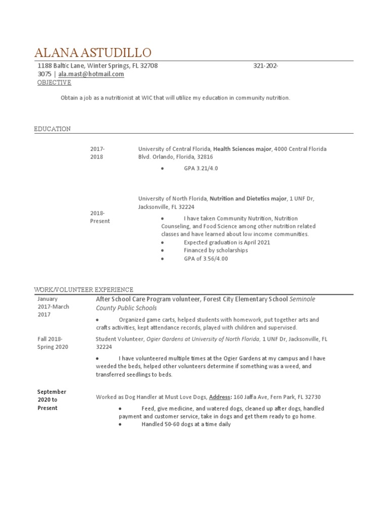 Capstone Resume | PDF | Dietitian | Schools