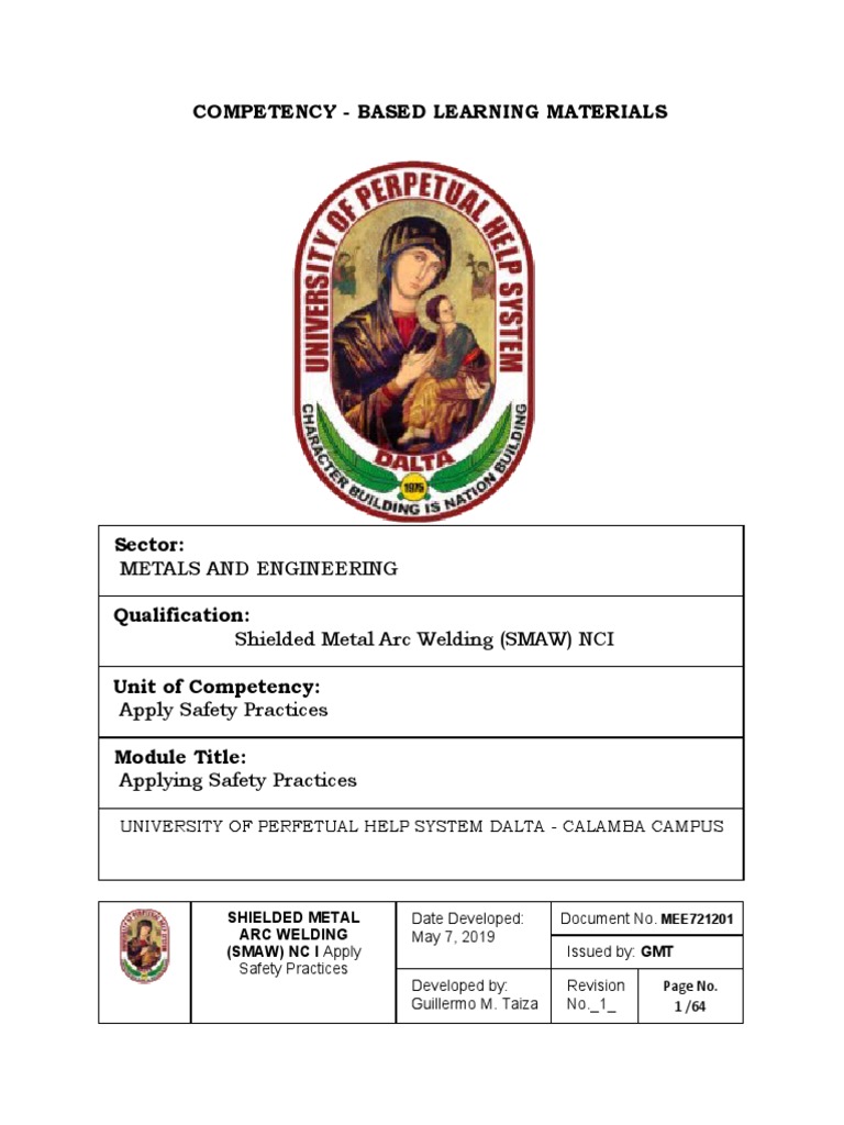 CBLM SMAW NC I 1 Common Competency | PDF | Personal Protective Equipment | Welding