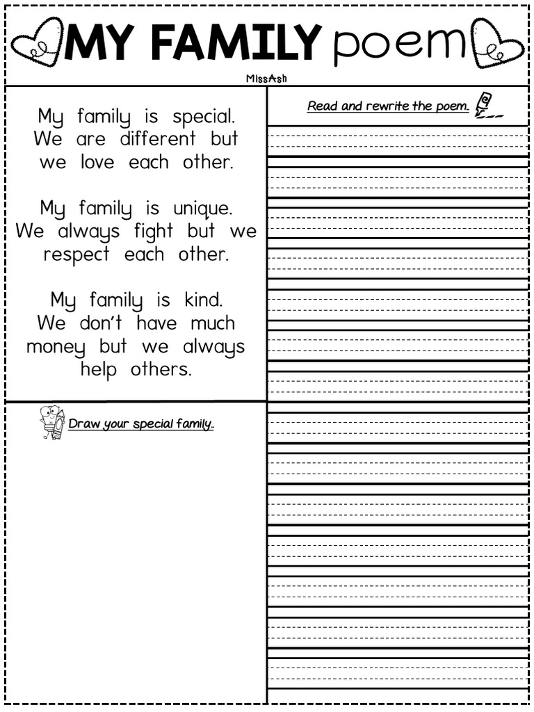 My Family: Read and Rewrite The Poem. | PDF