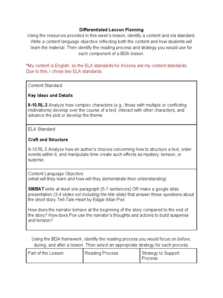 Differentiated Lesson Planning | PDF | Word | Narration
