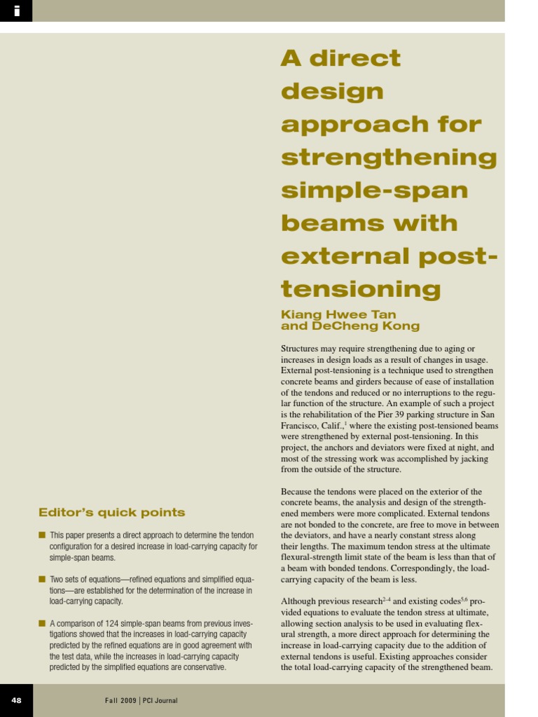A Direct Design Approach PDF | PDF | Beam (Structure) | Prestressed ...