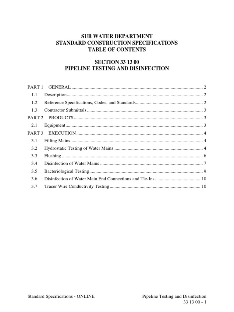 Pipeline Testing and Disinfection Guidelines | PDF | Pipe (Fluid ...