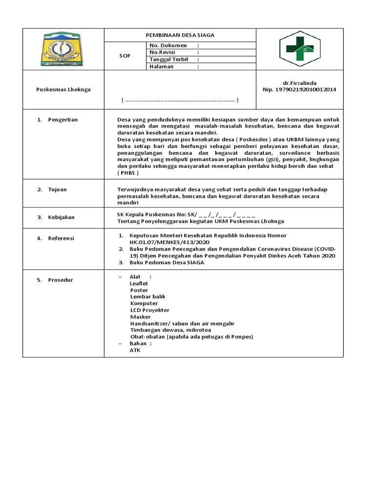 Sop Pembinaan Desa Siaga | PDF