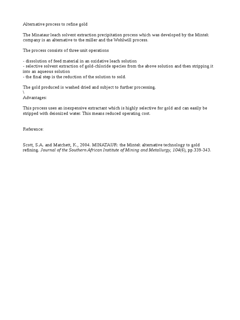 Gold Refining Process | PDF