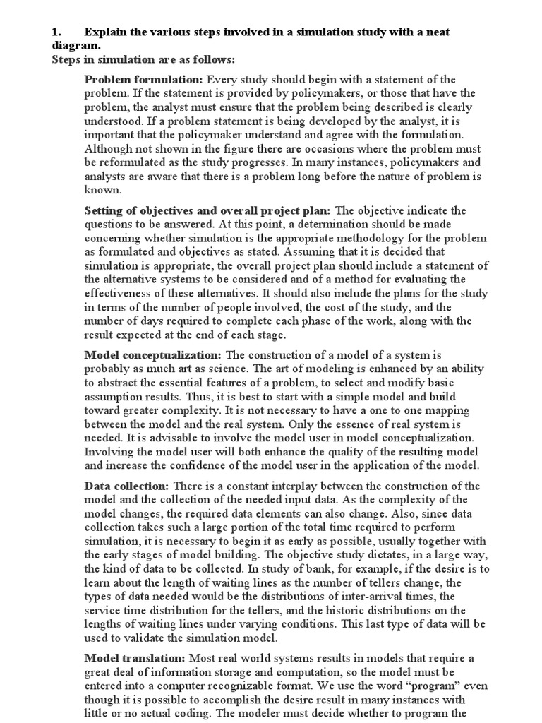 Explain The Various Steps Involved in A Simulation Study With A Neat ...