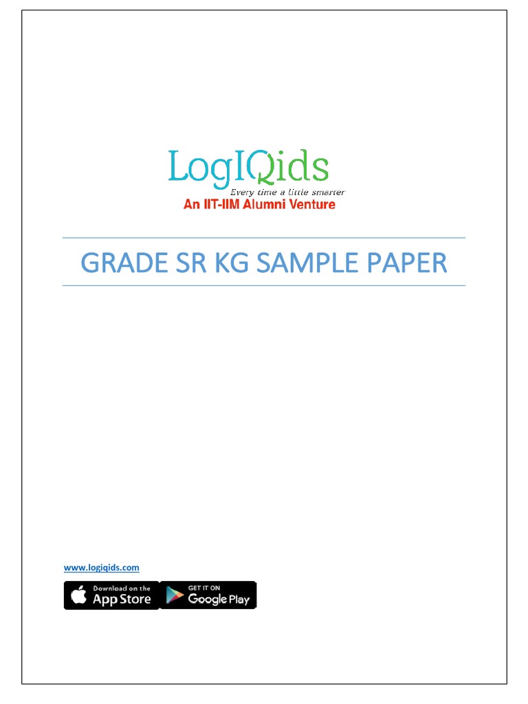 SR KG Logiqids Sample Paper | PDF | Teaching Mathematics