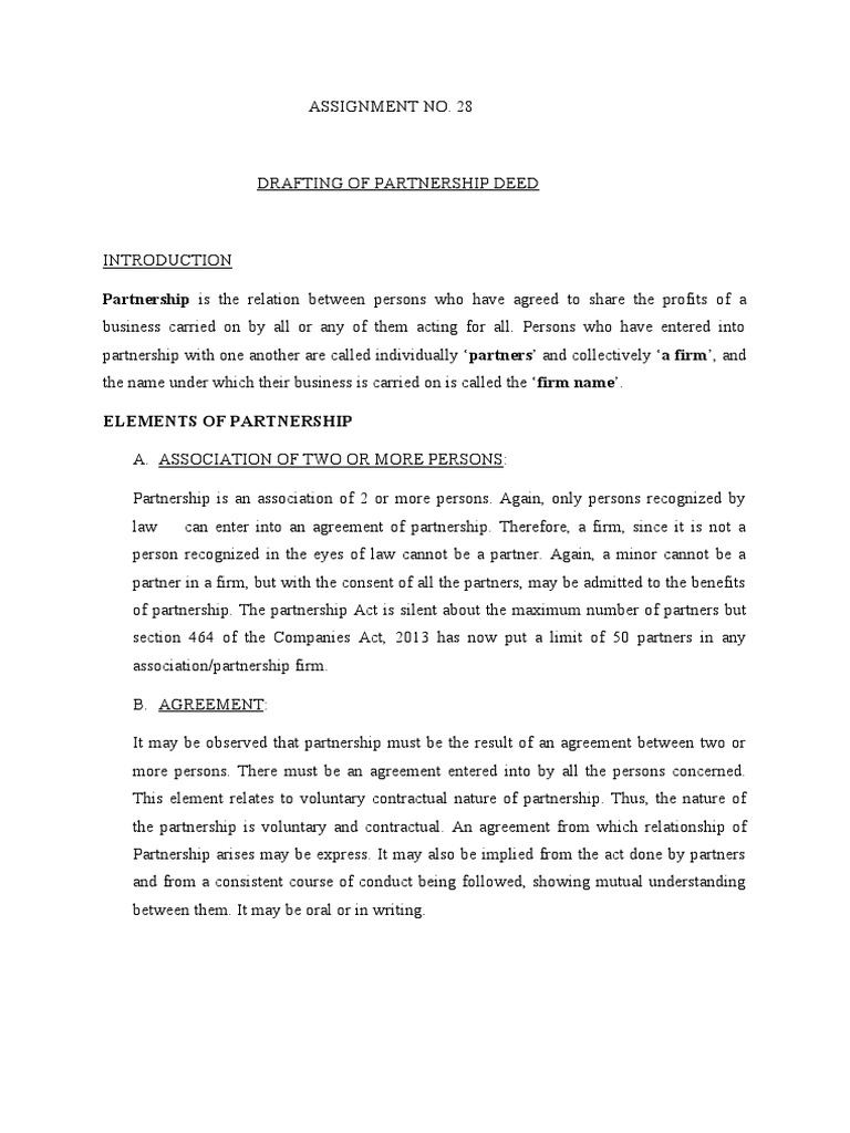 Partnership Deed Drafting Guide | PDF | Partnership | Law And Economics