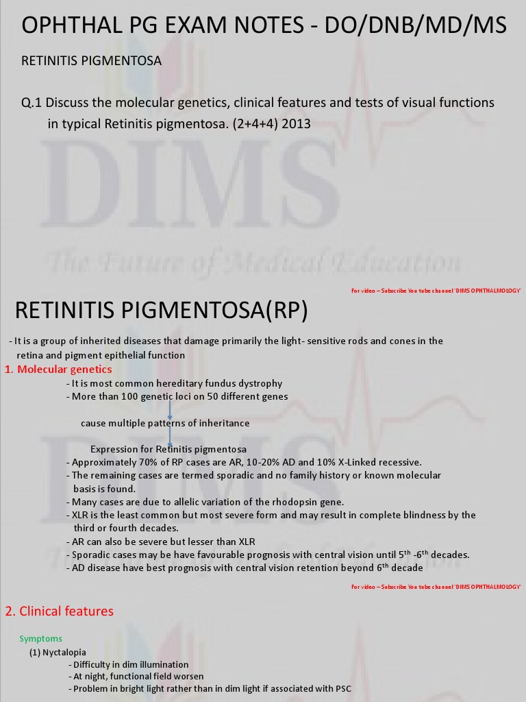 Ophthal PG Exam Notes - Do/Dnb/Md/Ms | PDF | Diseases Of The Eye And ...