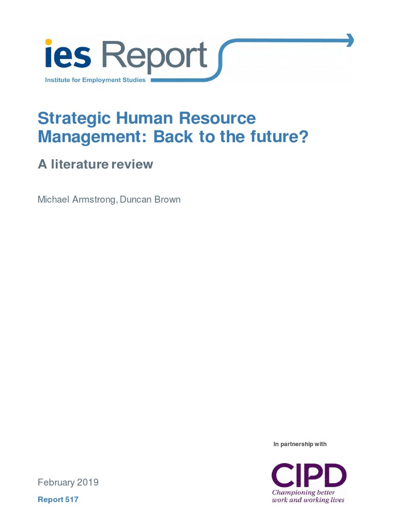 517 - Strategic Human Resource Management Back To The Future IES CIPD 2019 | PDF | Human ...