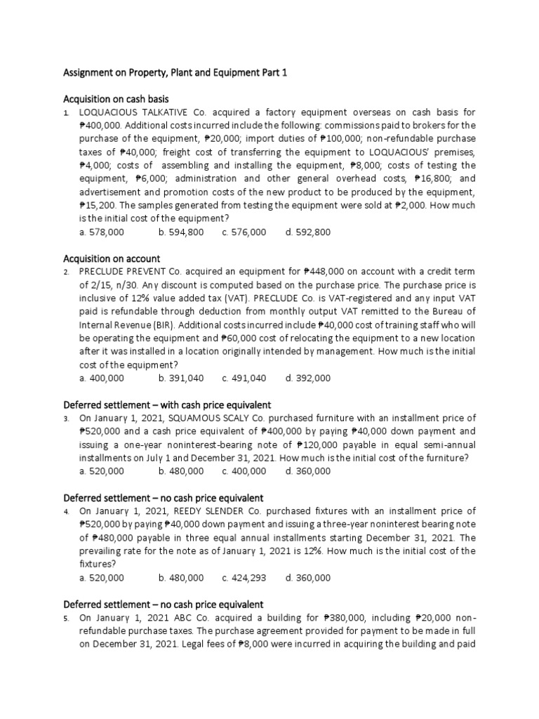 Assignment PPE PArt 1 | PDF | Value Added Tax | Bonds (Finance)