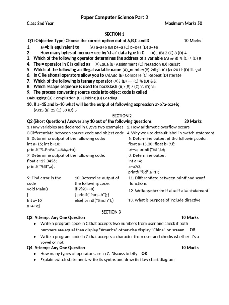 Cs Paper 2nd Year | PDF | Software Development | Notation