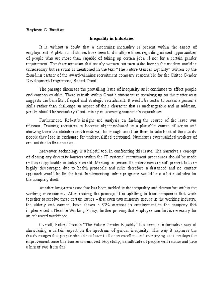 Reaction Paper | PDF | Gender Inequality | Gender Studies