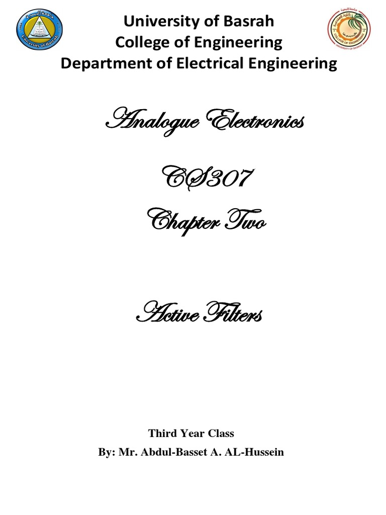 Analogue Electronics CS307 Chapter Two Active Filters | PDF ...