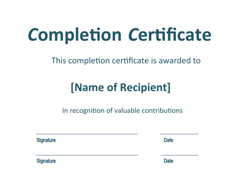 Certificate of Completion Template 05 | PDF