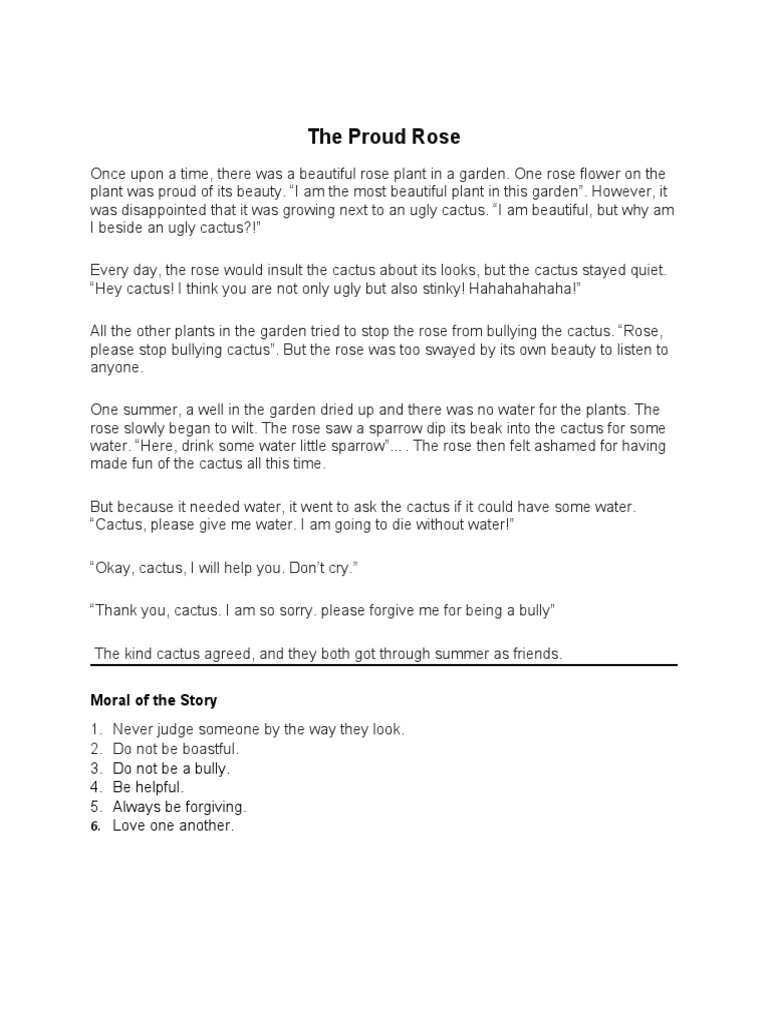 The Proud Rose: Moral of The Story | PDF