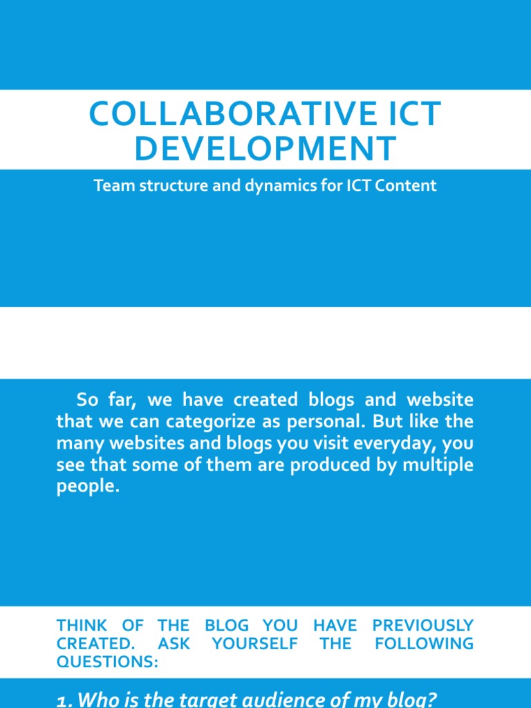 Collaborative Ict Development: Team Structure and Dynamics For ICT ...