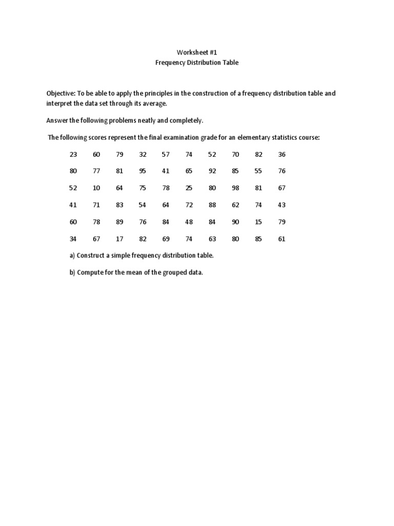 Worksheet 1 Stat | PDF