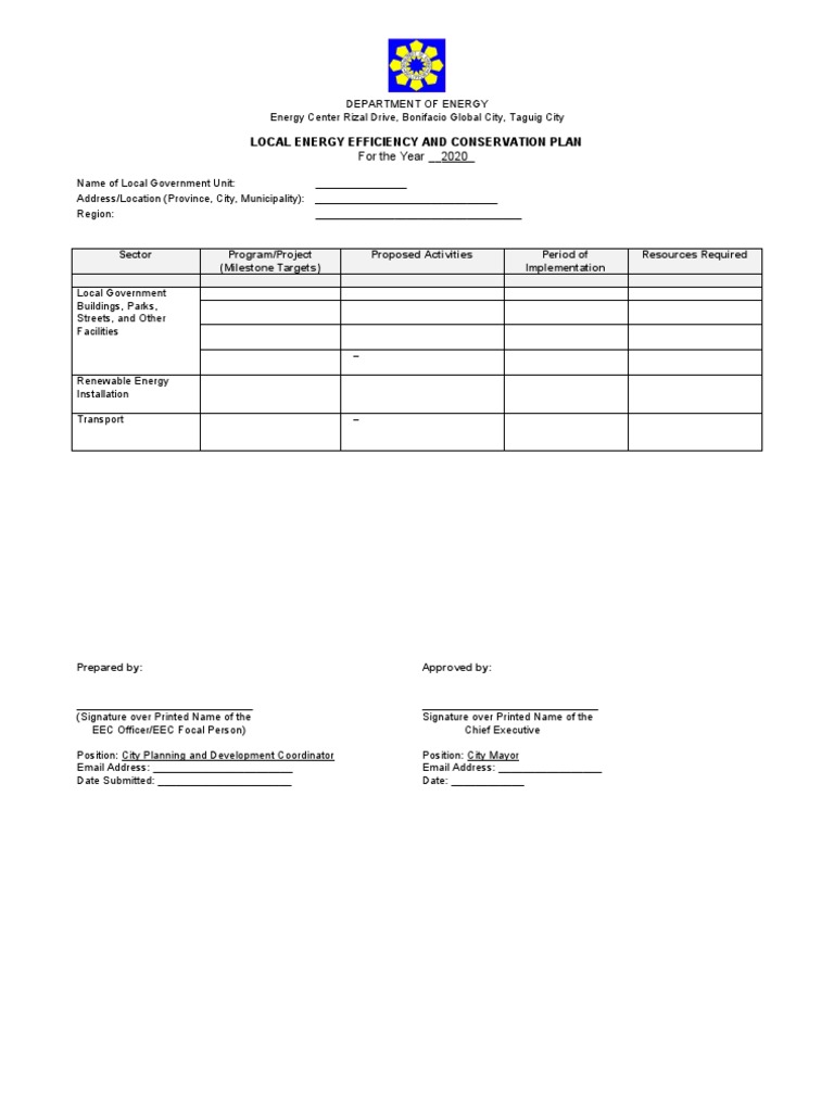 Local Energy Efficiency and Conservation Plan: For The Year - 2020 | PDF