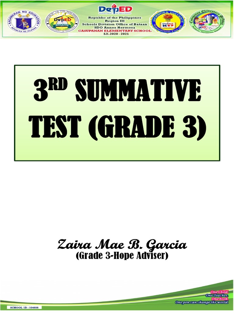 Grade 3 3RD Summative Test | PDF
