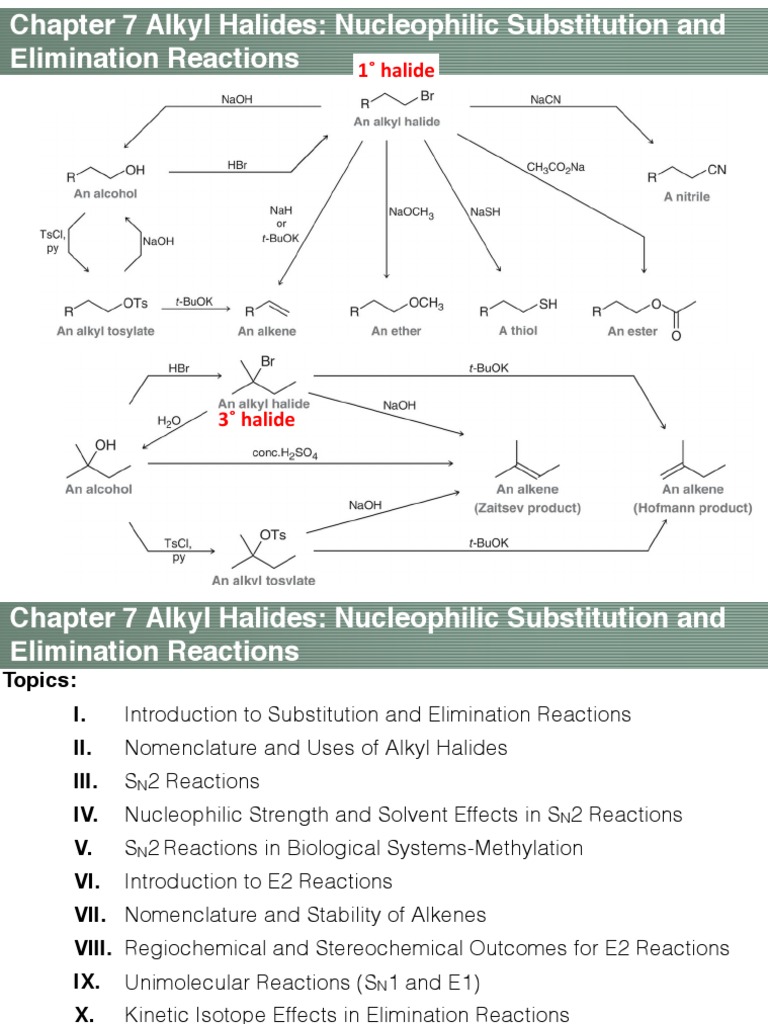 Alkyl Halides: Substitution & Elimination | PDF | Chemical Reactions ...