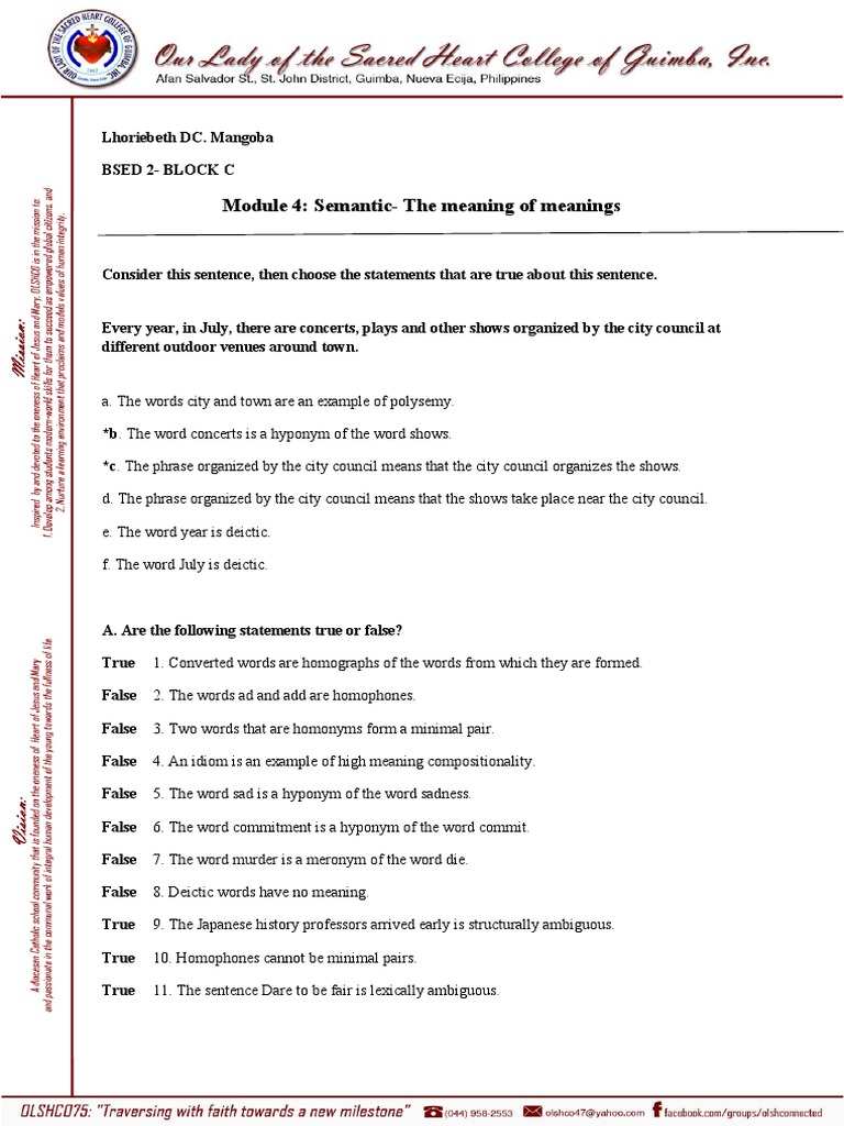 Module 4: Semantic-The Meaning of Meanings | PDF | Plural | Word