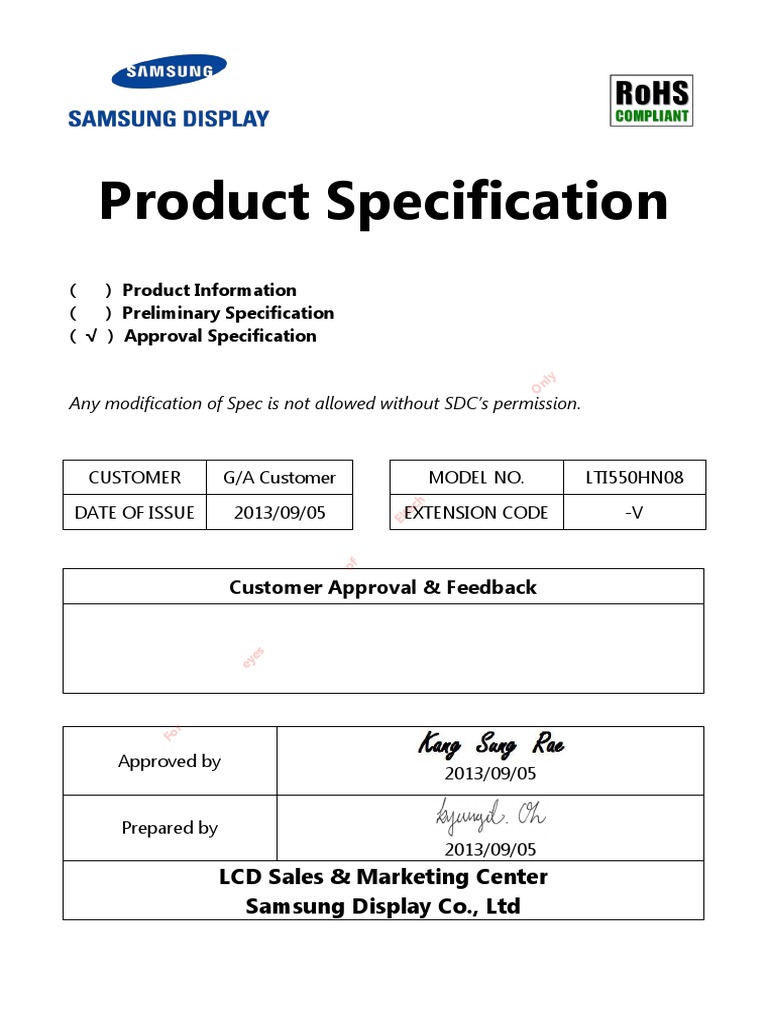 Samsung LCD Pannel LTI550HN08 | PDF | Thin Film Transistor Liquid ...