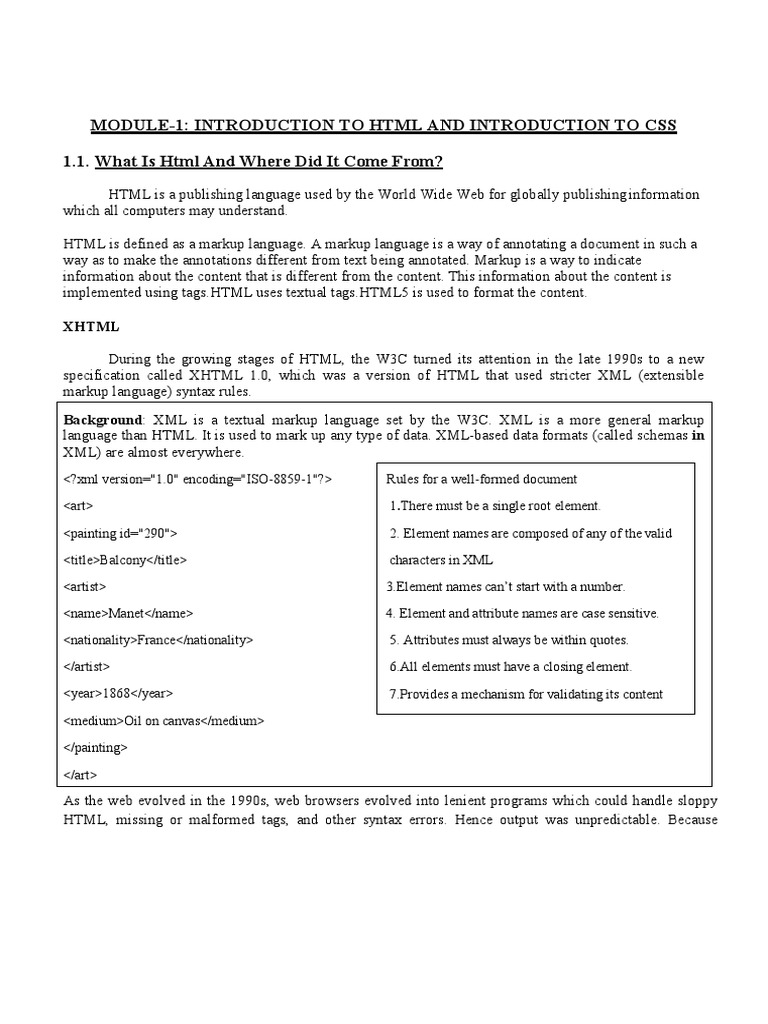 Module 1 Introduction To Html And Introduction To Css 11 What Is Html And Where Did It Come 4851