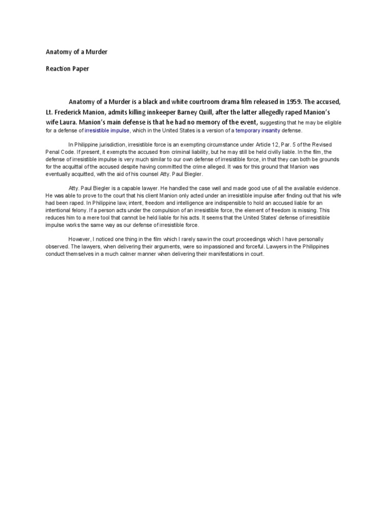 Anatomy of A Murder | PDF | Mystery, Thriller & Crime Fiction