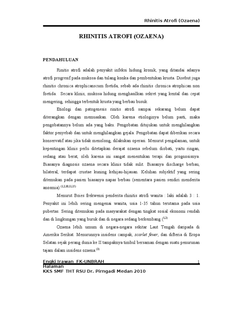 Panduan Lengkap Rhinitis Atrofi Ozaena | PDF
