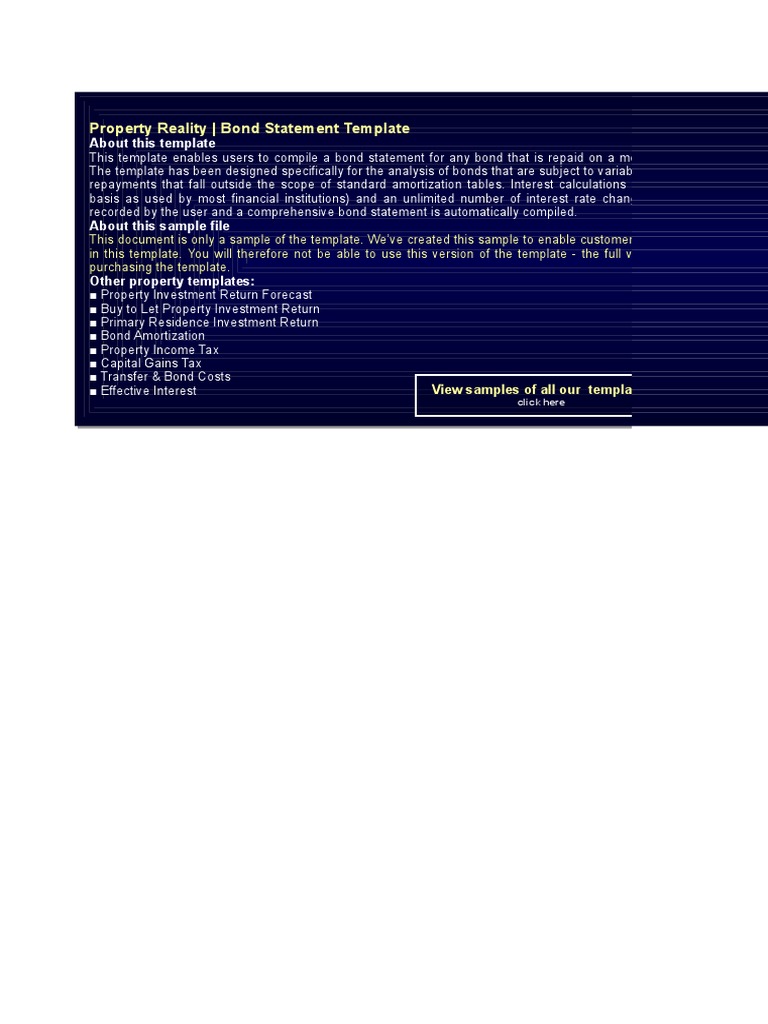 Property Reality - Bond Statement Template | PDF | Interest | Bonds ...