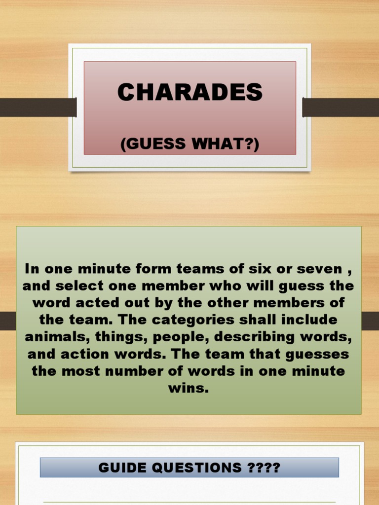 Charades Game Instructions and Insights | PDF