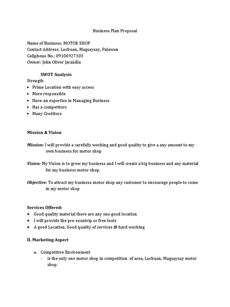 Business Plan Proposal | PDF