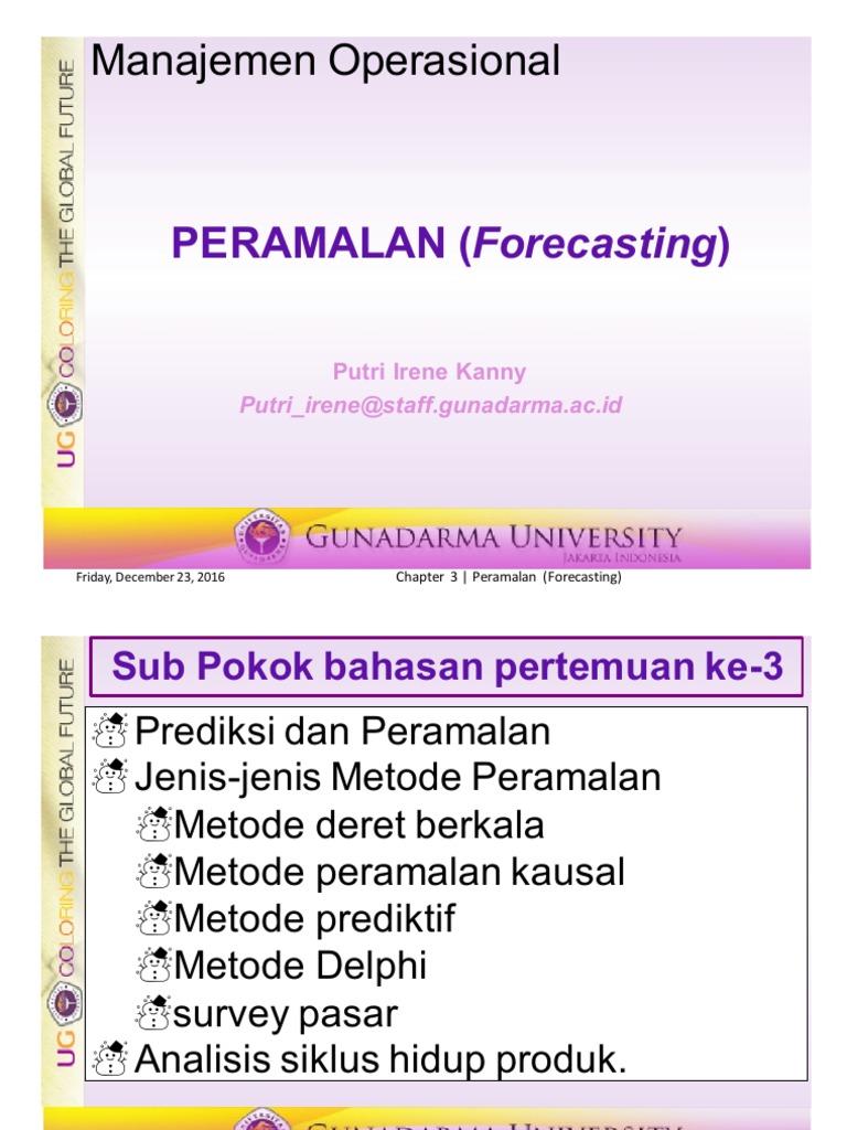 Manajemen Operasional. PERAMALAN (Forecasting) | PDF