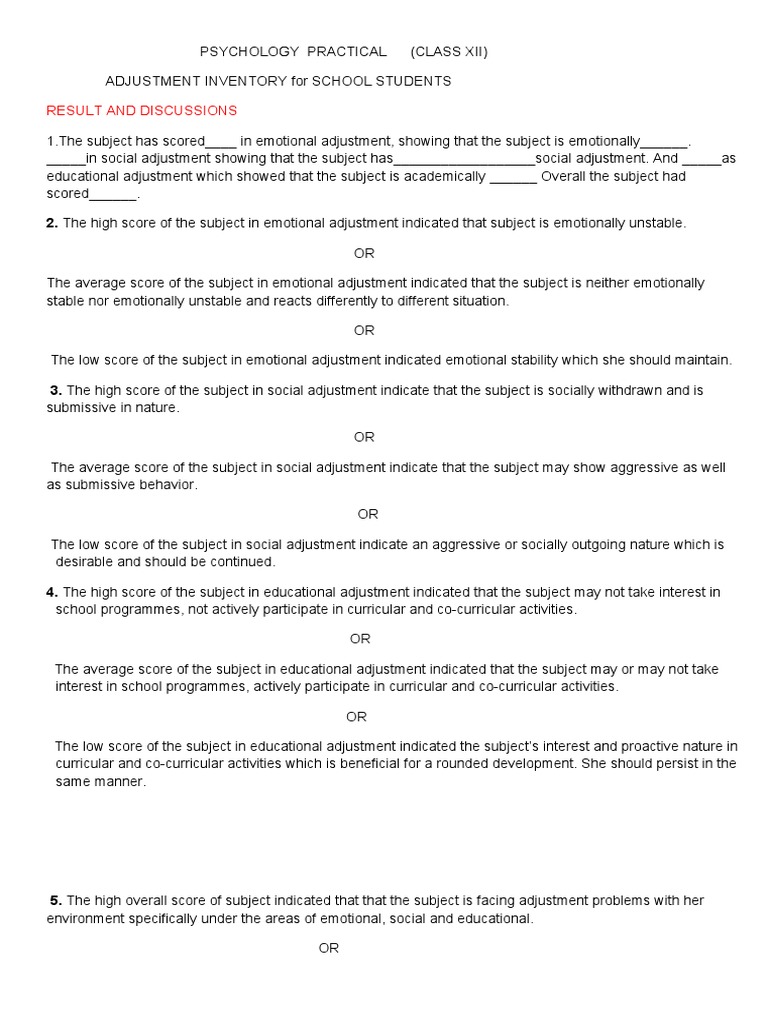 AISS Result | PDF | Psychological Concepts | Behavior Modification