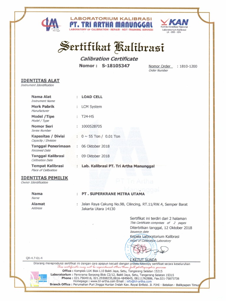 Certificate Load Cell | PDF