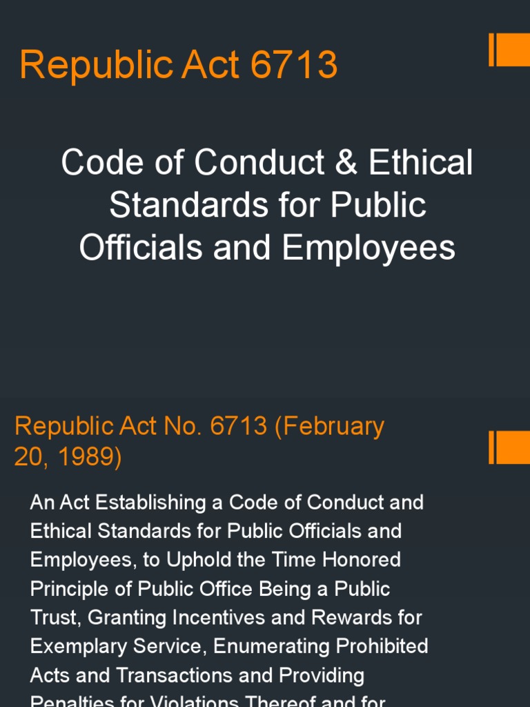 Republic Act 6713: Code of Conduct & Ethical Standards For Public ...